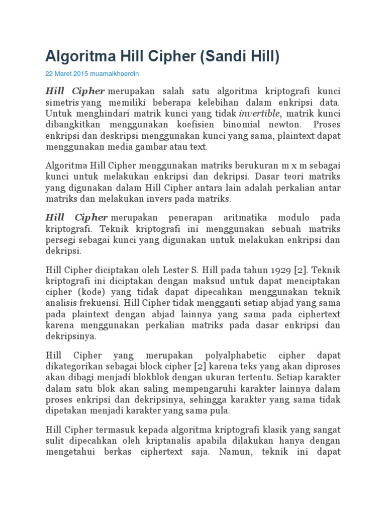 Hill Cipher | PDF