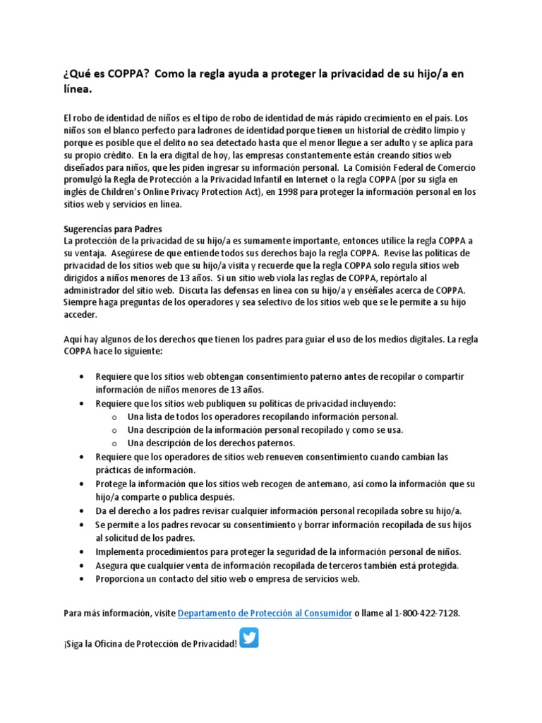 Ley Coppa | PDF | Privacidad en internet | El robo de identidad