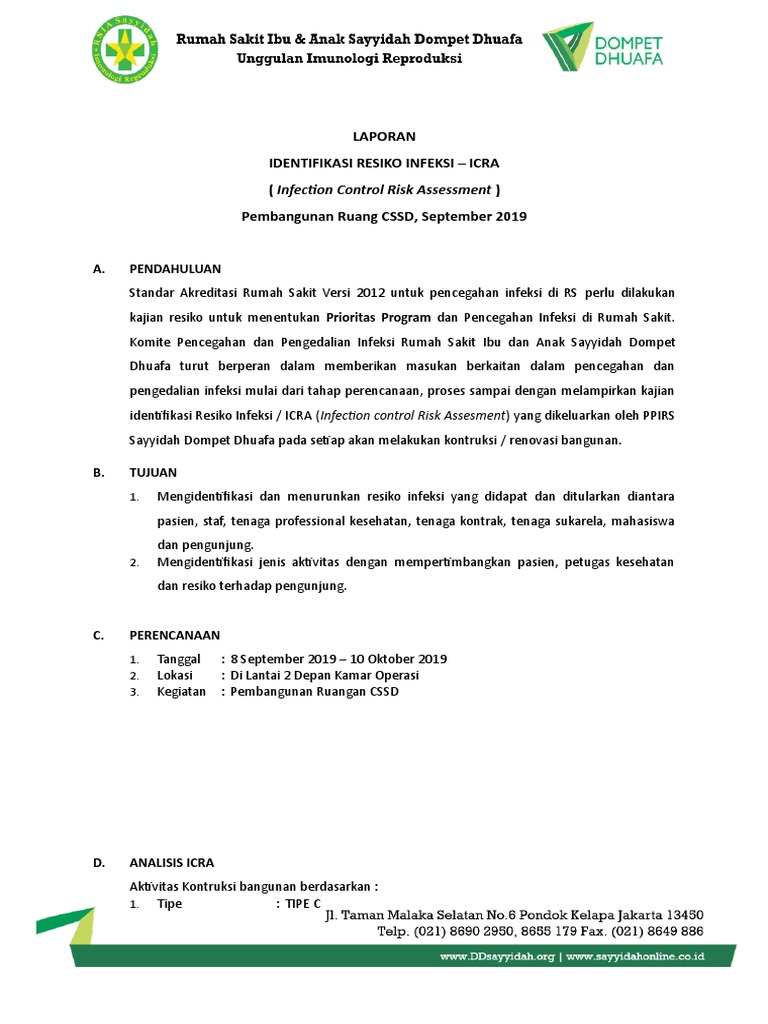 Risiko Infeksi Renovasi CSSD 2019 | PDF