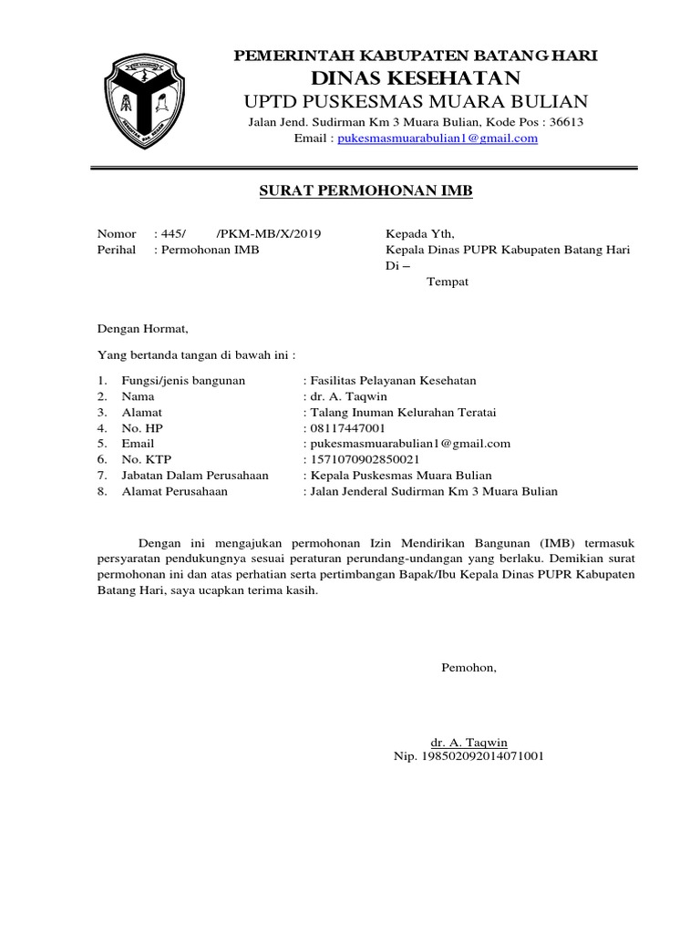 Surat Permohonan Imb | PDF