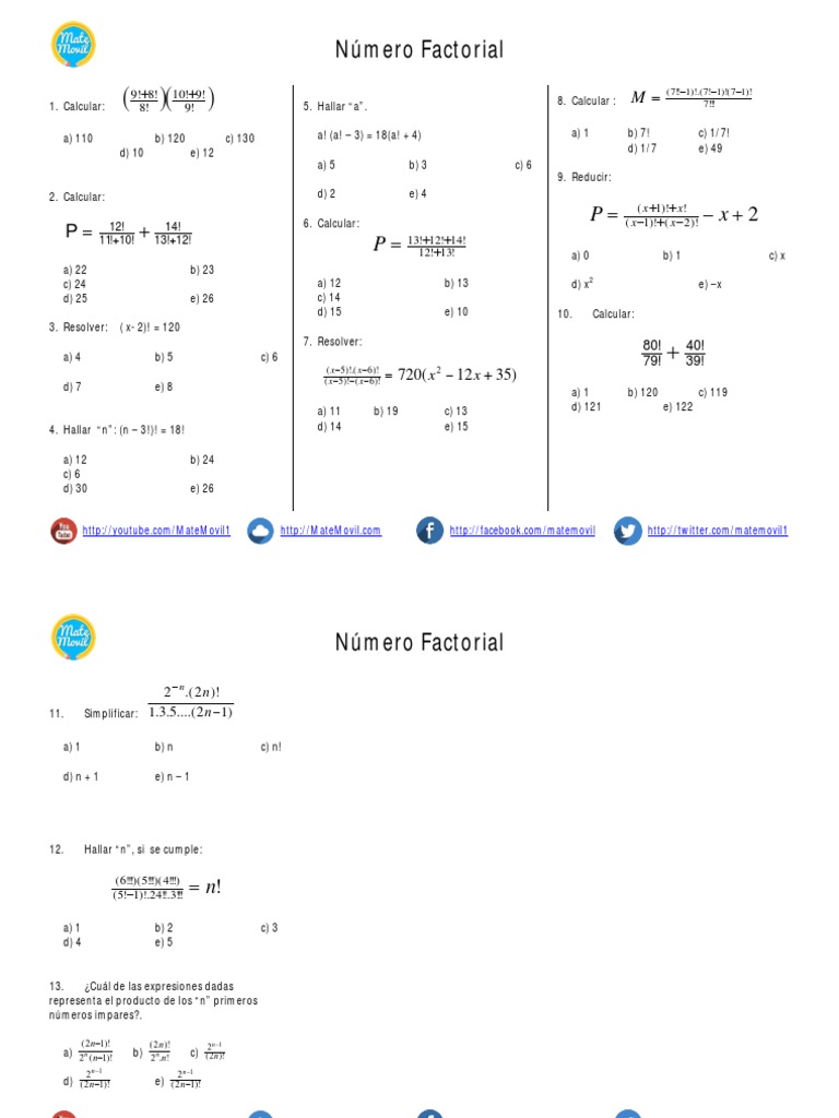 Ejercicios Resueltos de Factoriales | PDF | Deportes | Enseñanza de ...