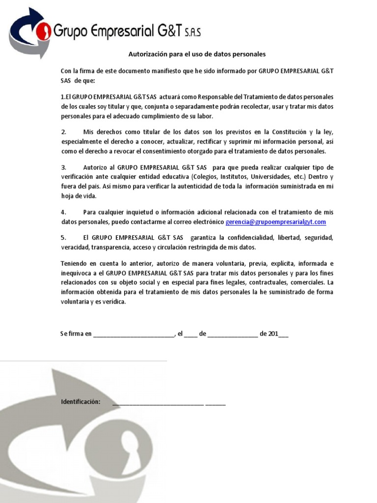 Formato Autorizacion Habeas Data | PDF