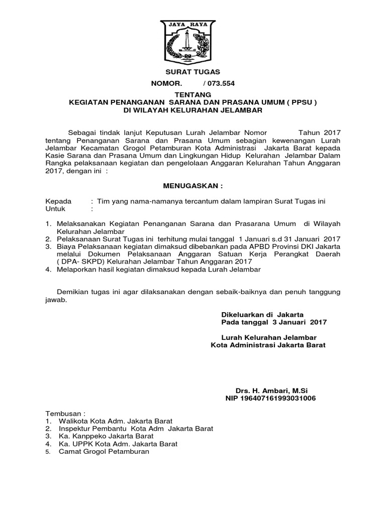 Surat Tugas Ppsu Pakai Kop Surat | PDF