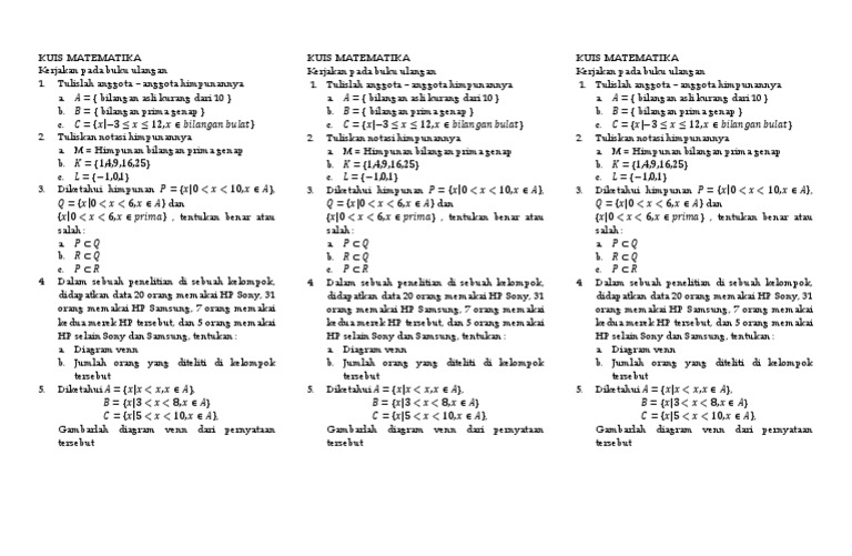 Kuis Matematika 7 | PDF