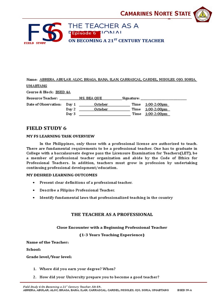 Fs5 Episode 6 | PDF | Teachers | Psychological Concepts