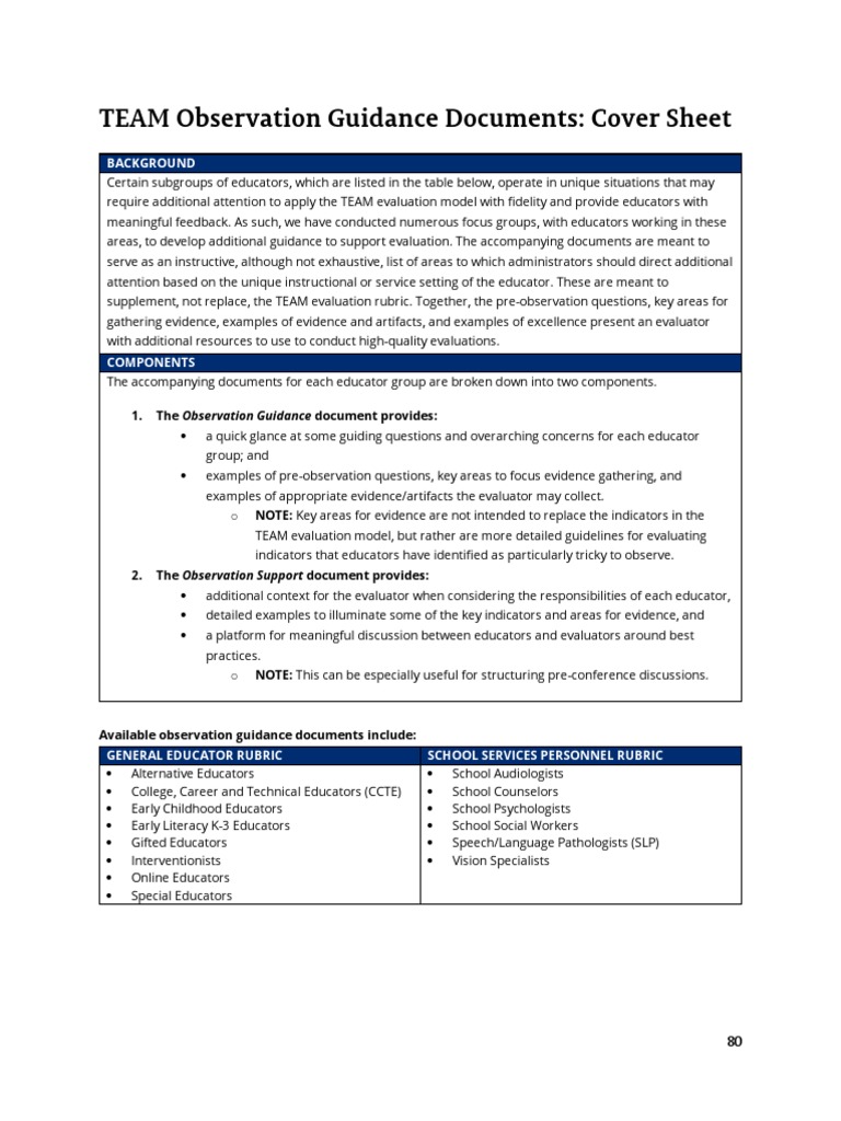 TEAM Observation Guidance Documents 2018 19 PDF | PDF | Educational ...