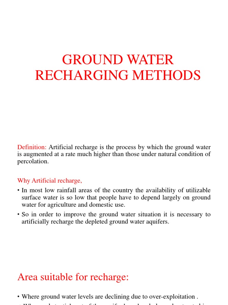 Artificial Ground Water Recharge | PDF | Groundwater | Aquifer