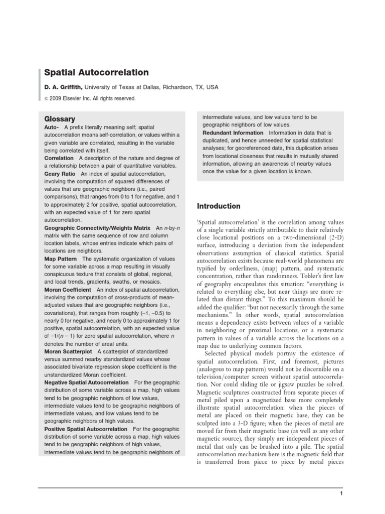 Spatial Autocorrelation | PDF | Spatial Analysis | Bias Of An Estimator