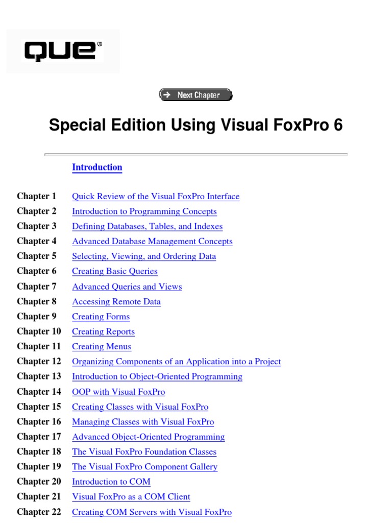 Special Edition Mastering Visual FoxPro 6 | PDF | Menu (Computing ...