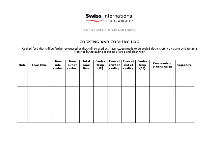 Cooking Cooling Log PDF | PDF