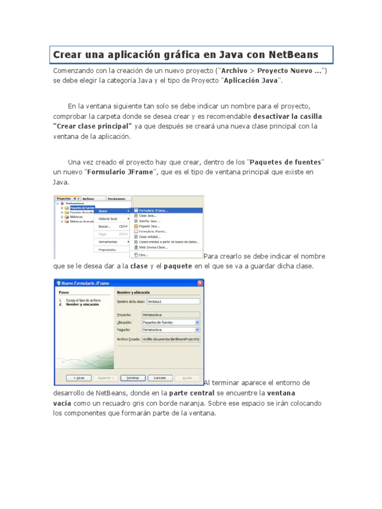 Crear Una Aplicación Gráfica en Java Con NetBeans | PDF | Ventana ...