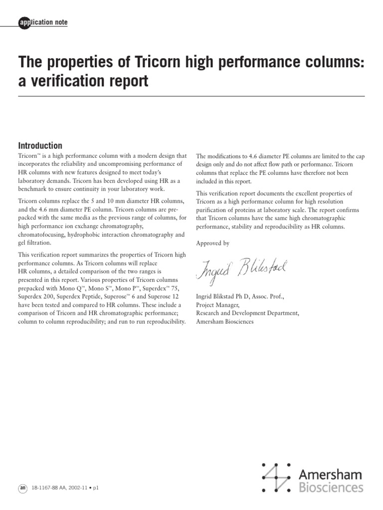 The Properties of Tricorn High Performance Columns | PDF ...