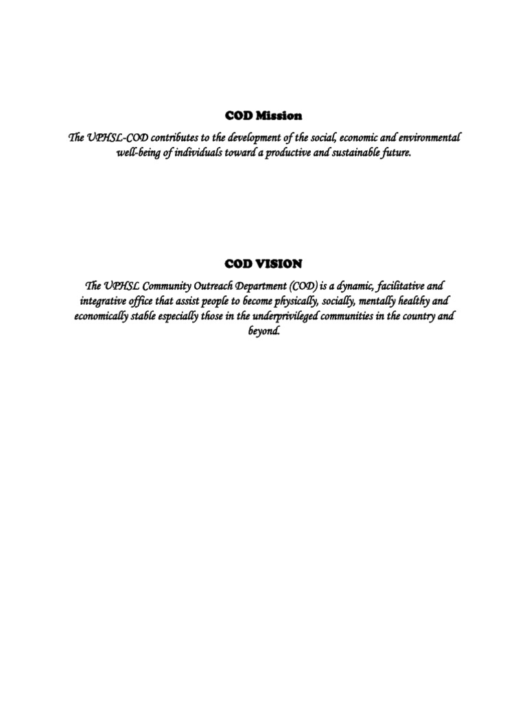 COD Mission and Vision