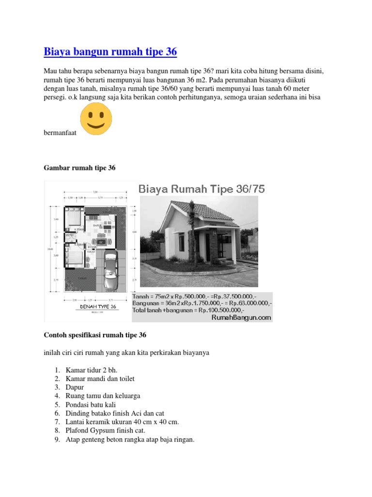 Biaya Bangun Rumah Tipe 36 | PDF Biaya Bangun Rumah Tipe 36 | PDF