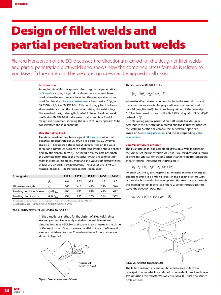 Fillet Weld and Partial Penetration Butt Weld | PDF | Yield ...