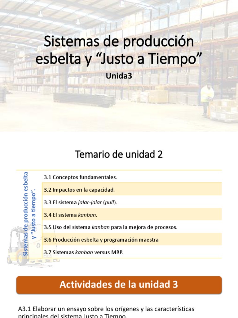 U3 Sistemas de Produccion Esbelta y JIT | PDF | Inventario | Ingeniería de Sistemas