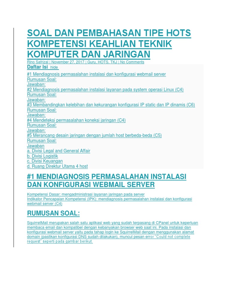 Contoh Soal Hots | PDF