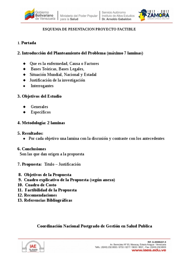 Esquema de Presentacion Teg (Proyecto Factible) | PDF