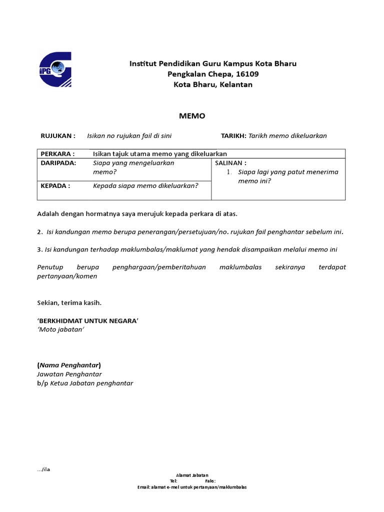 Format Memo Kerajaan | PDF