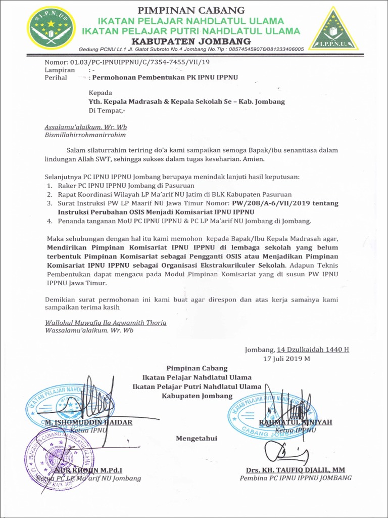 Permohonan PK Ipnu Ippnu | PDF