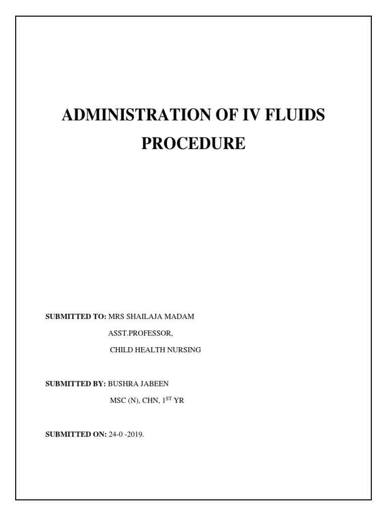 Fluid Calculation For Iv Infusion | PDF | Saline (Medicine) | Dehydration