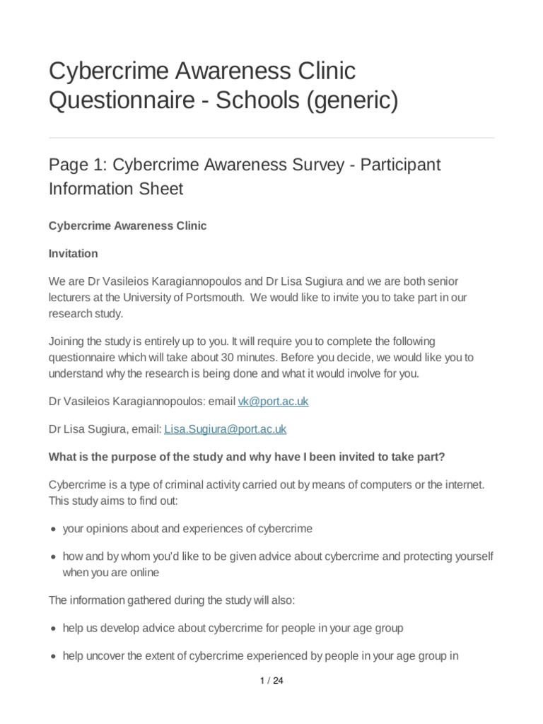 Cybercrime Awareness Survey for Students | PDF | Cyberbullying | Anonymity