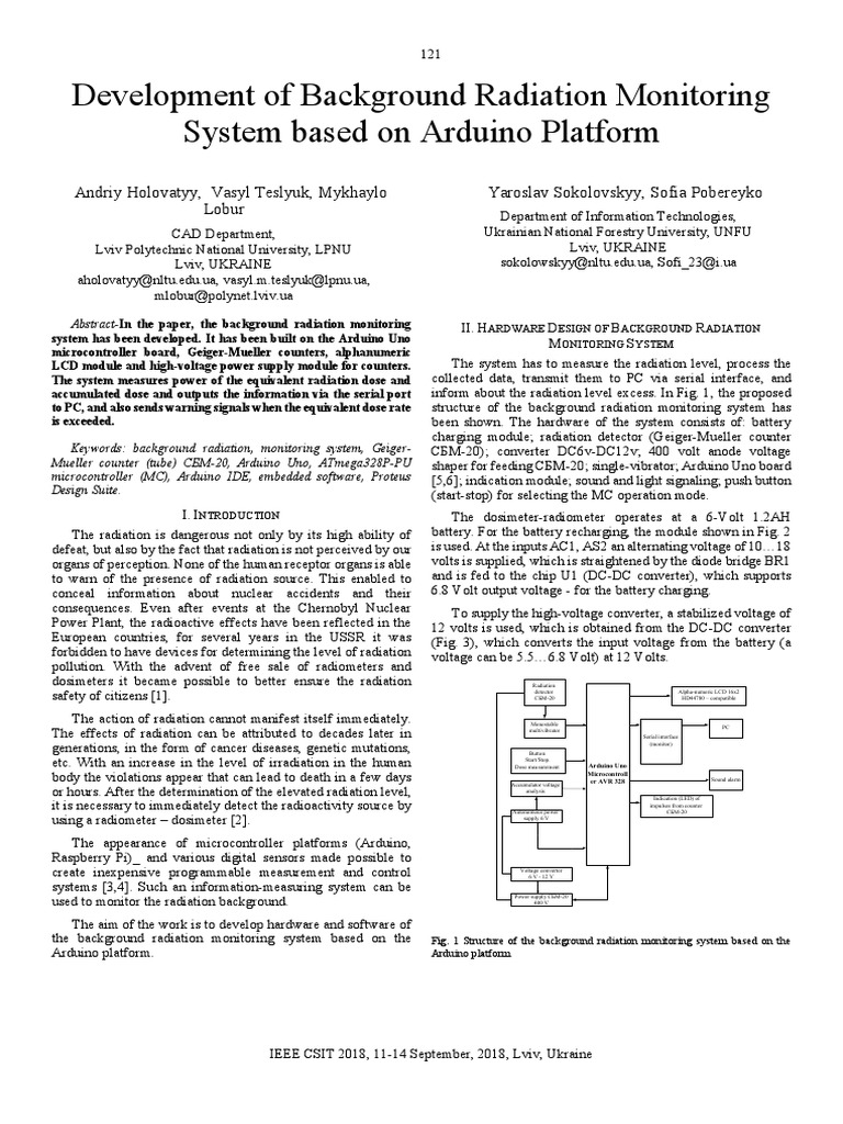Development of Background Radiation Monitoring | PDF | Power Supply | Arduino