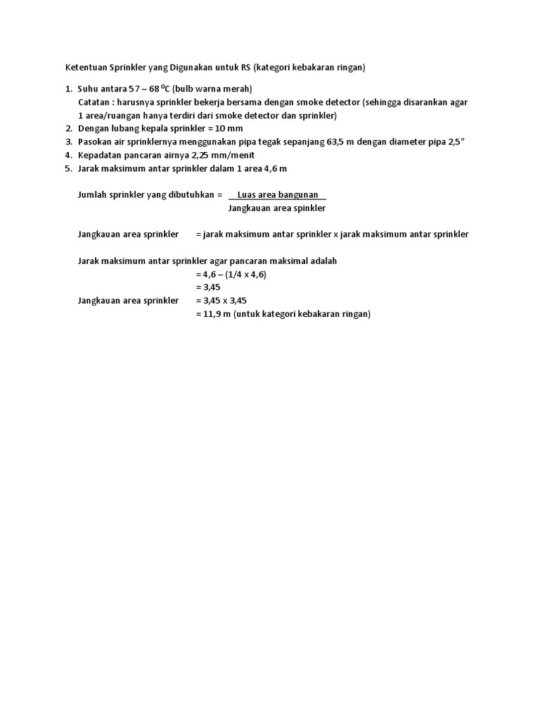 Ketentuan Sprinkler Yang Digunakan Untuk RS | PDF | Sains & Matematika