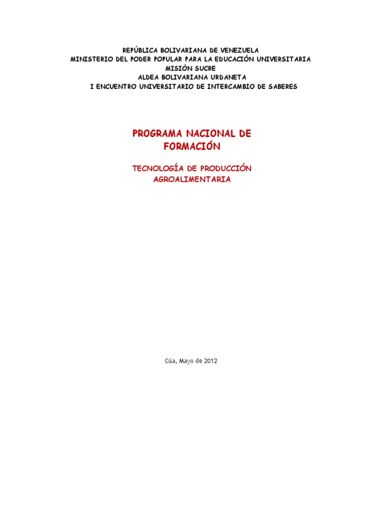 TSU en Tecnología de Producción Agroalimentaria | PDF | Plan de ...