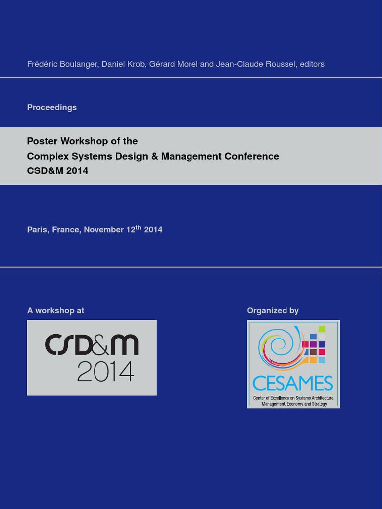 Poster Workshop of The Complex Systems Design & Management Conference ...