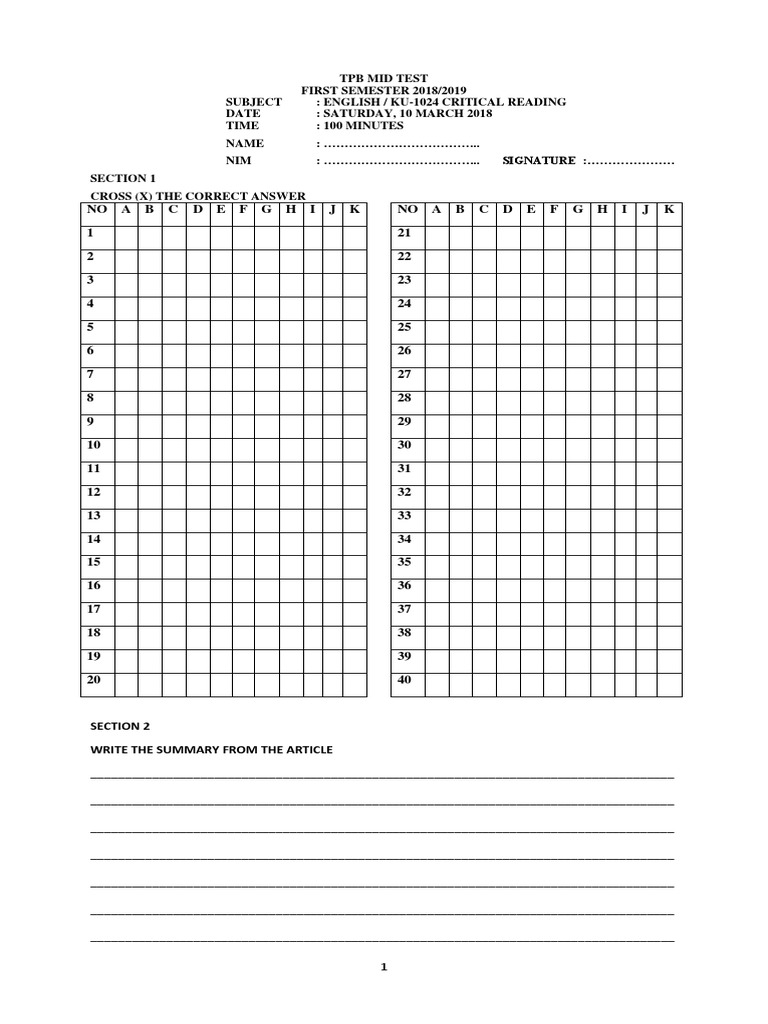 Soal UTS TPB B.Ingg 2018 | PDF | Telepathy | Wind Power