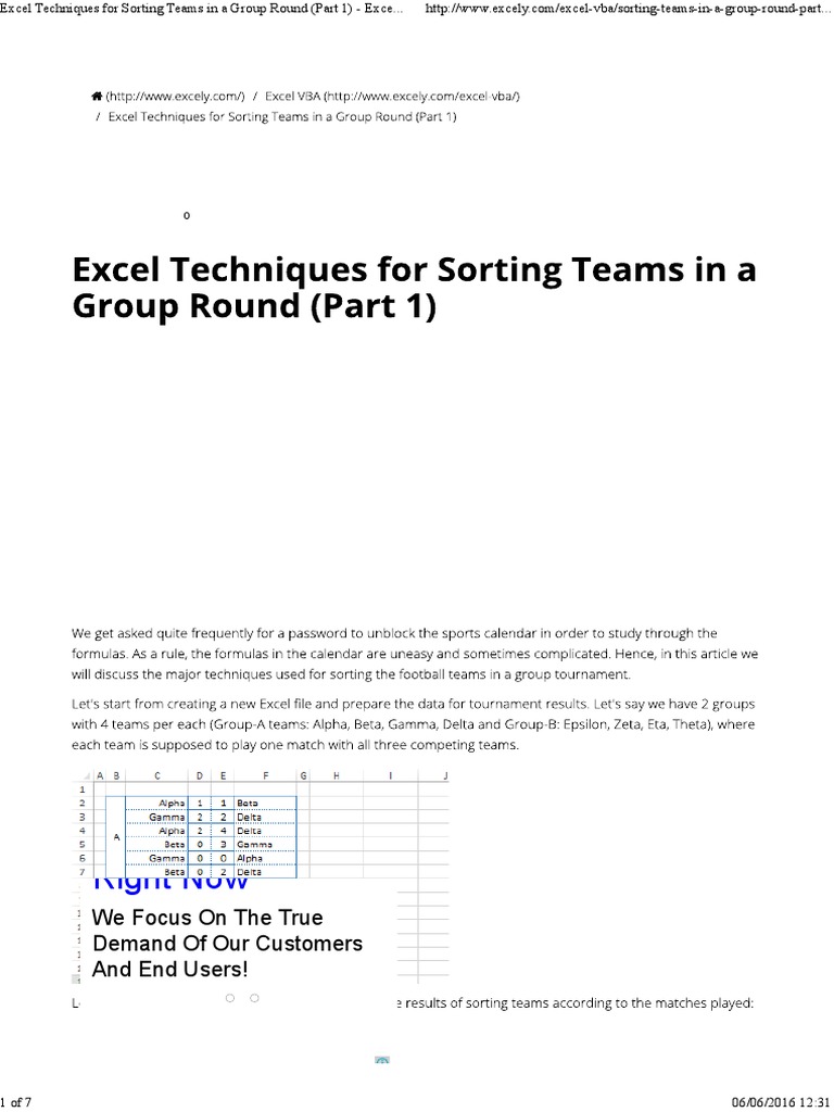 Excel Techniques For Sorting Teams in A Group Round (Part 1) - Excel ...