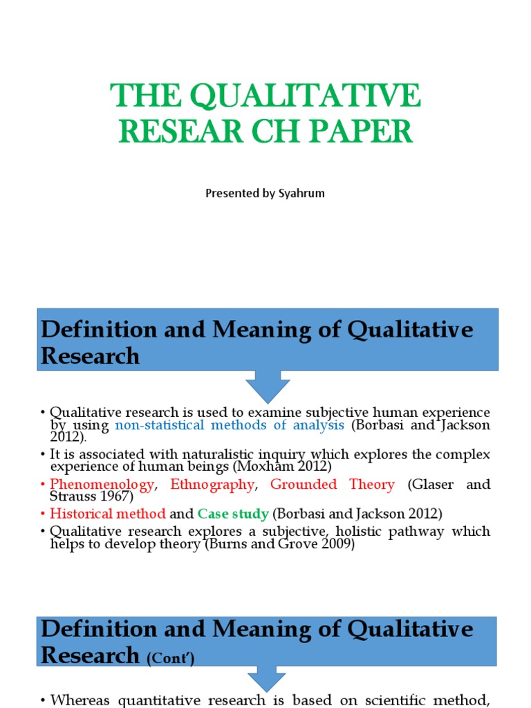 The Qualitative Research Paper - 1 | PDF | Qualitative Research | Case ...