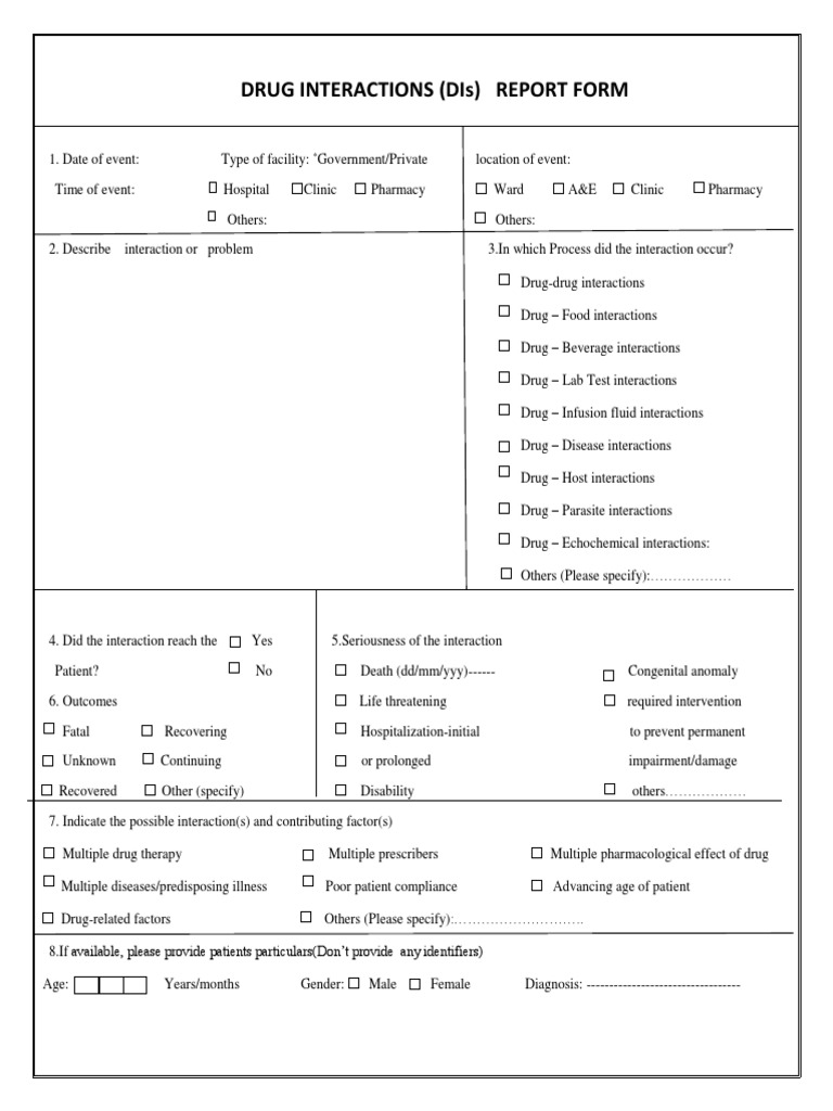 Pharmacist Drug Interactions reporting form by Dr.S.Balamurugan PharmD ...