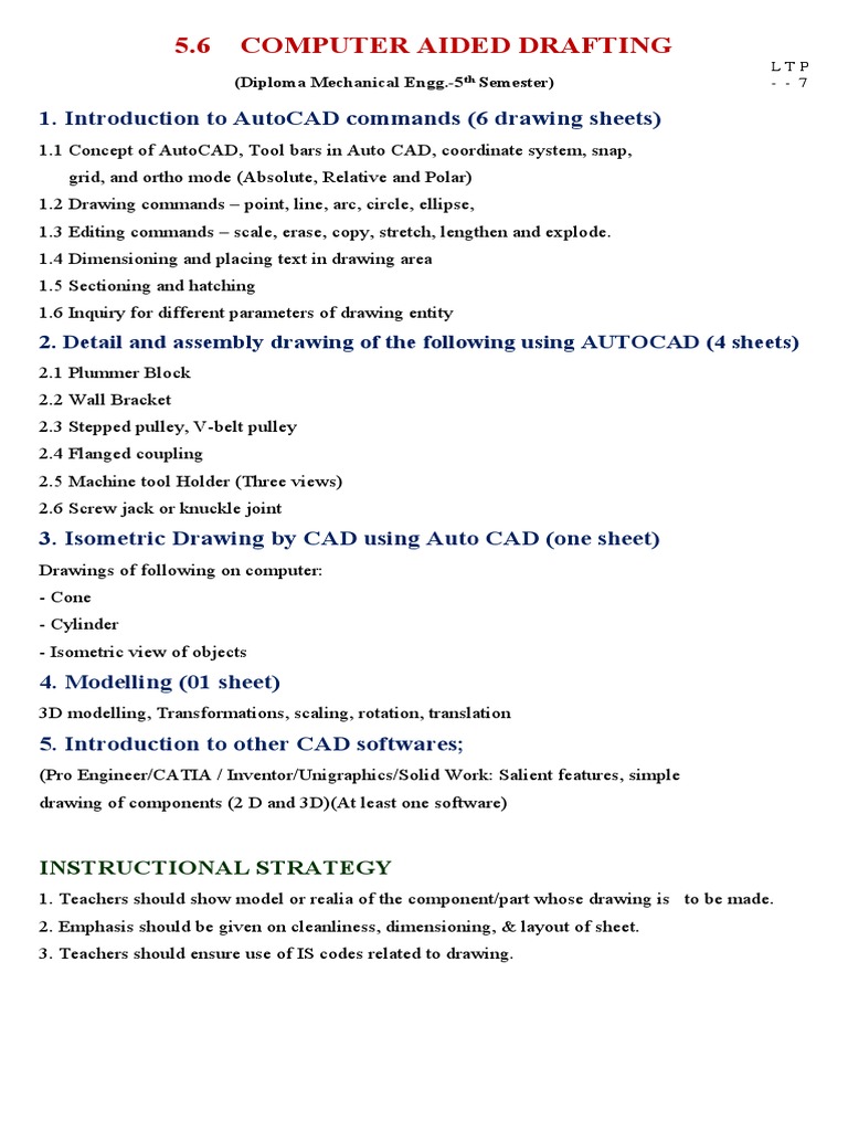 Cad Syllabus For Diploma 5th Me | PDF