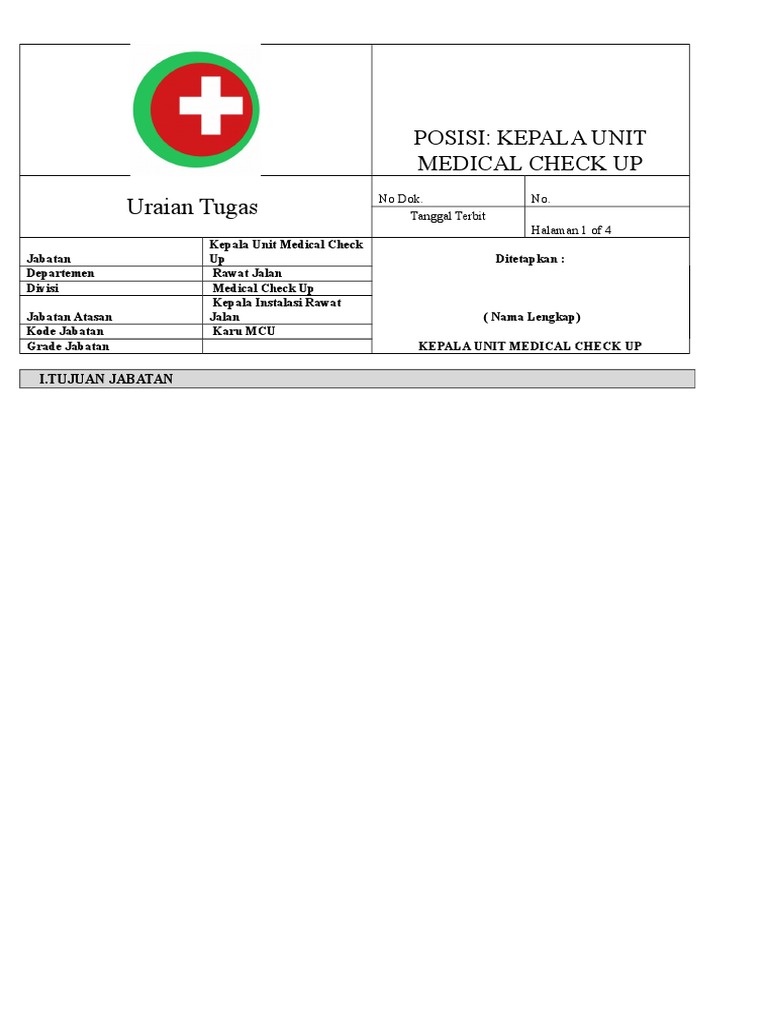 Tugas Kepala Unit Medical Check-Up | PDF