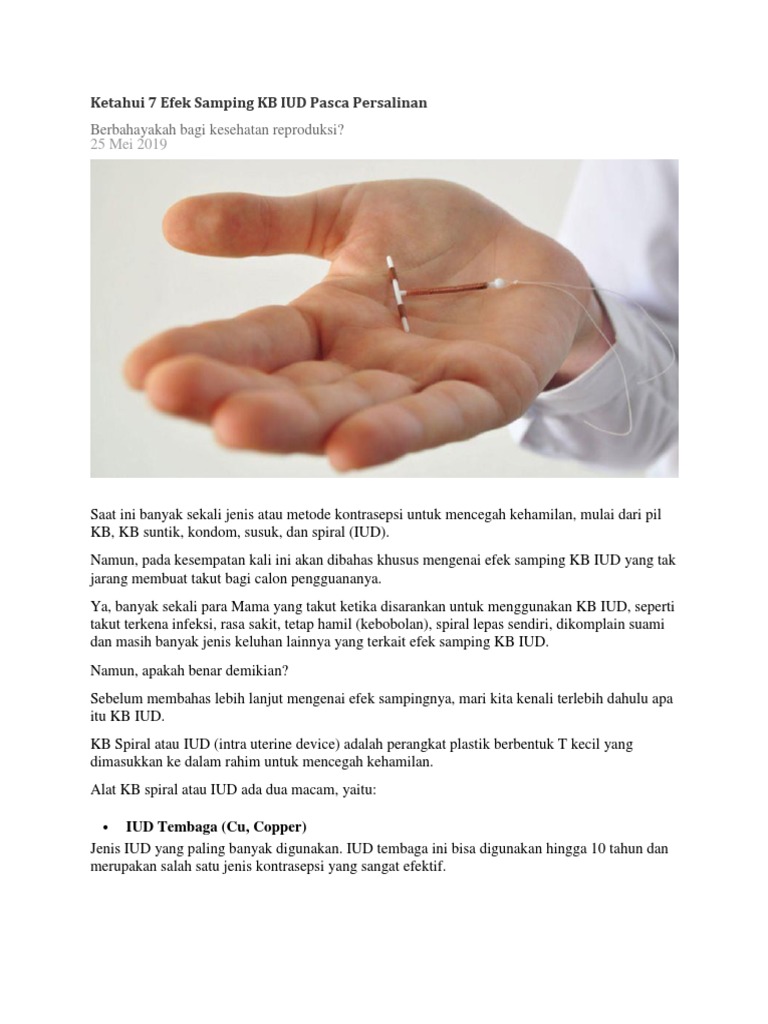 Ketahui 7 Efek Samping KB IUD Pasca Persalinan | PDF