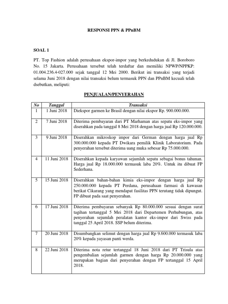 RESPONSI PPN & PPN BM | PDF