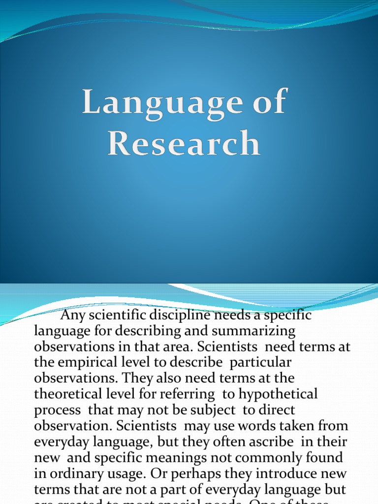 Language of Research | PDF | Definition | Intelligence