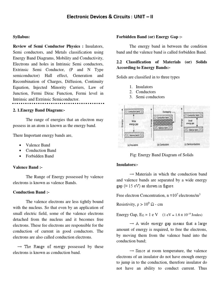 Edc Notes Pdf Semiconductors Electrical Resistivity And Conductivity