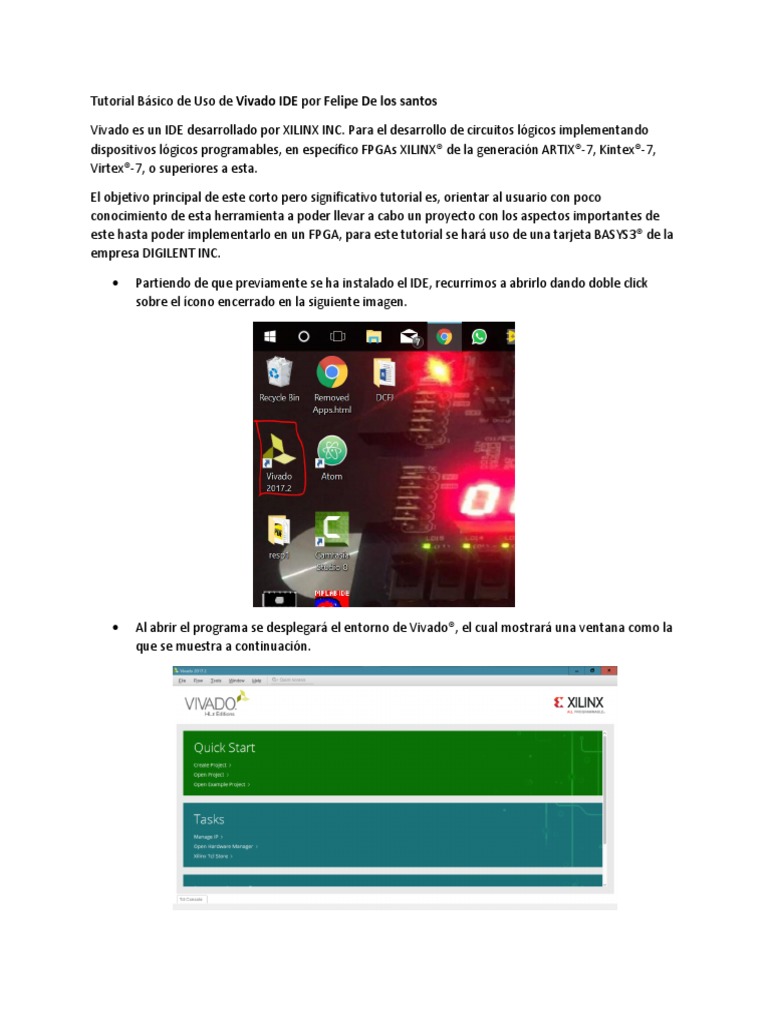 Tutorial Básico de Uso de Vivado | PDF | Arreglos de compuertas lógicas ...
