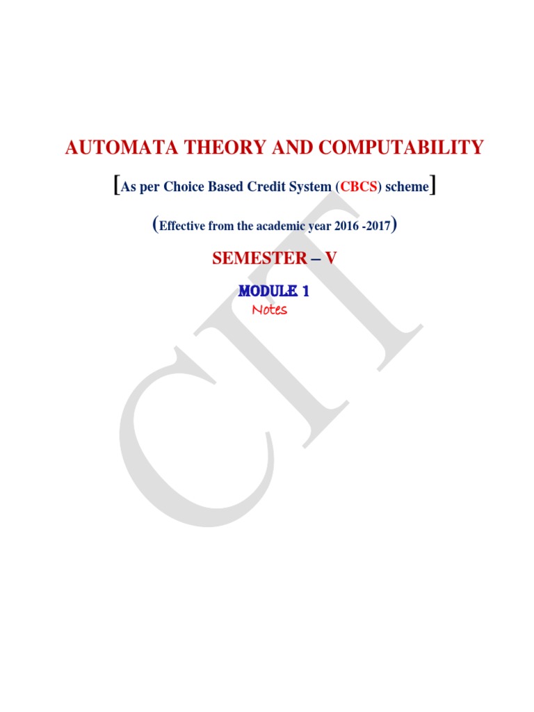 Automata Theory Module 1 Pdf Theory Of Computation Applied Mathematics
