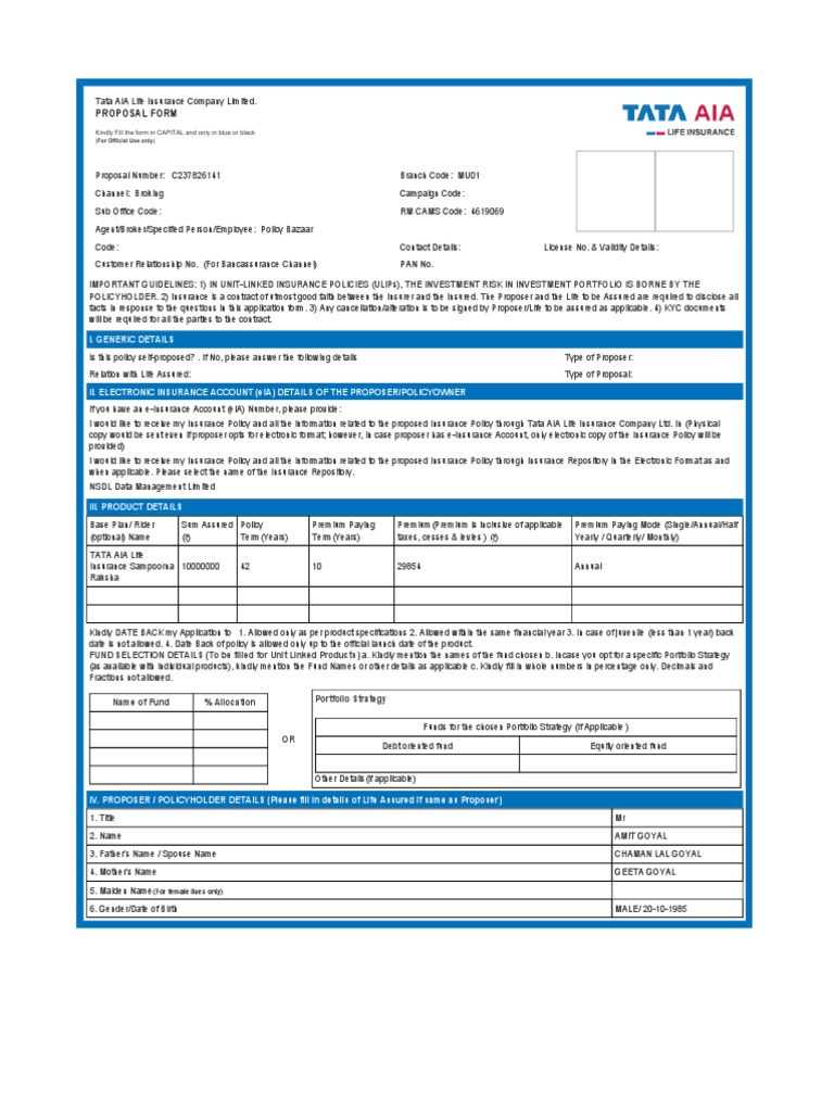 Proposal Form | PDF | Insurance | Life Insurance