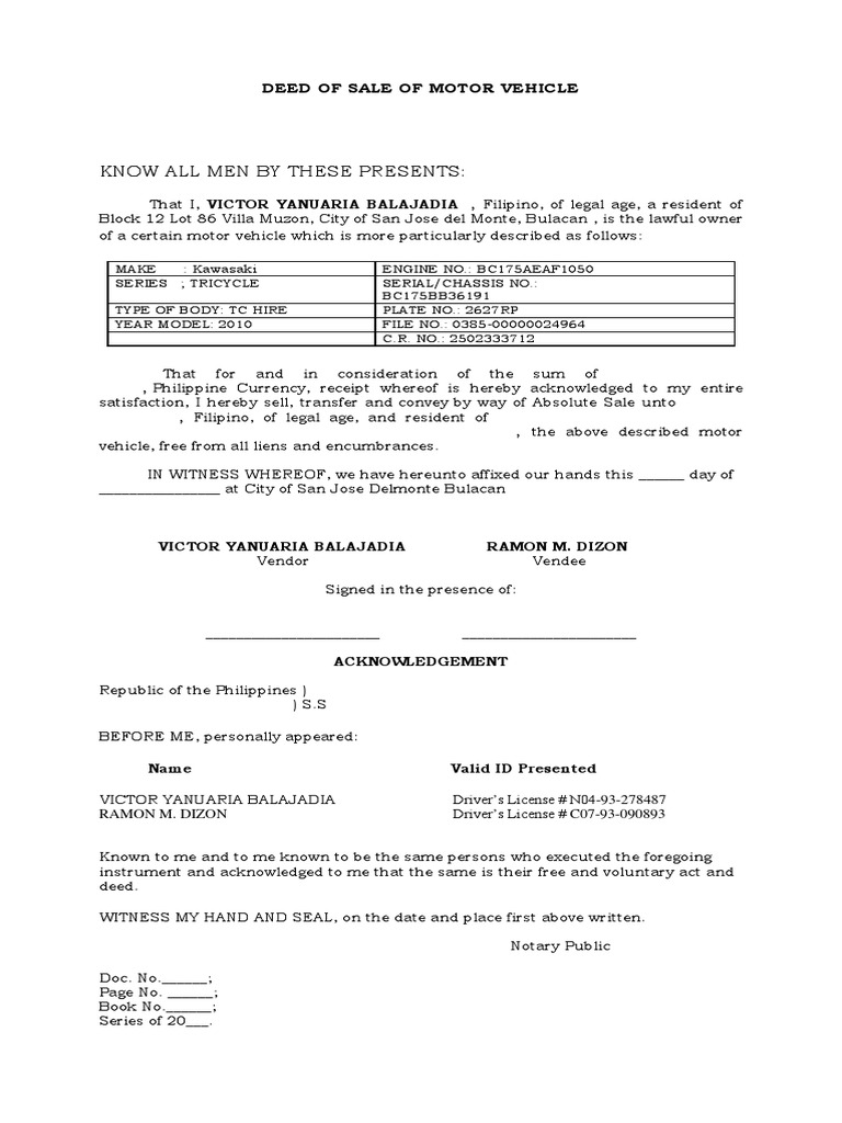 Doas Vehicle Blank | PDF | Law