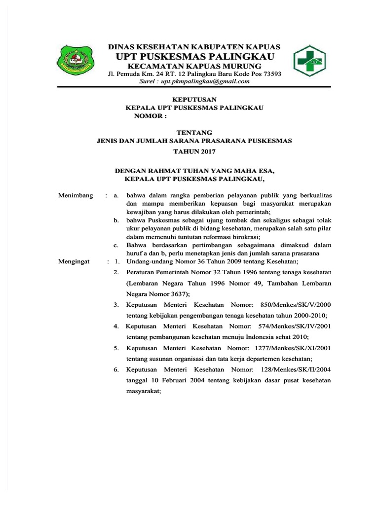 Sop Sarana Dan Prasarana Puskesmas | PDF