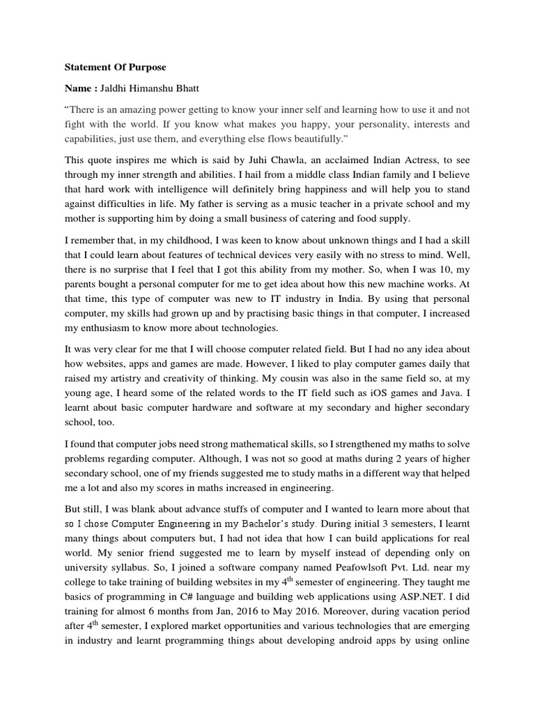 Statement of Purpose | PDF | Computer Science | Web Application