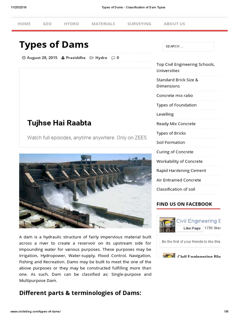 Types of Dams - Classification of Dam Types | PDF | Dam | Concrete