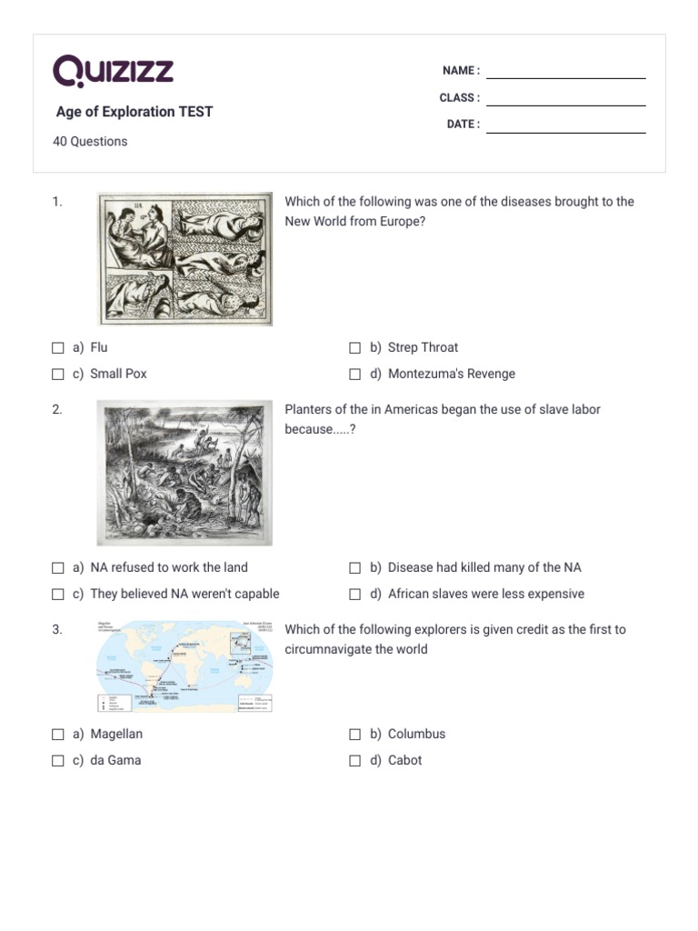 Age of Exploration TEST - Print | PDF | Age Of Discovery | Conquistador