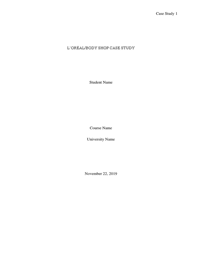 LOreal Body Shop Case Study | PDF | Retail | Brand