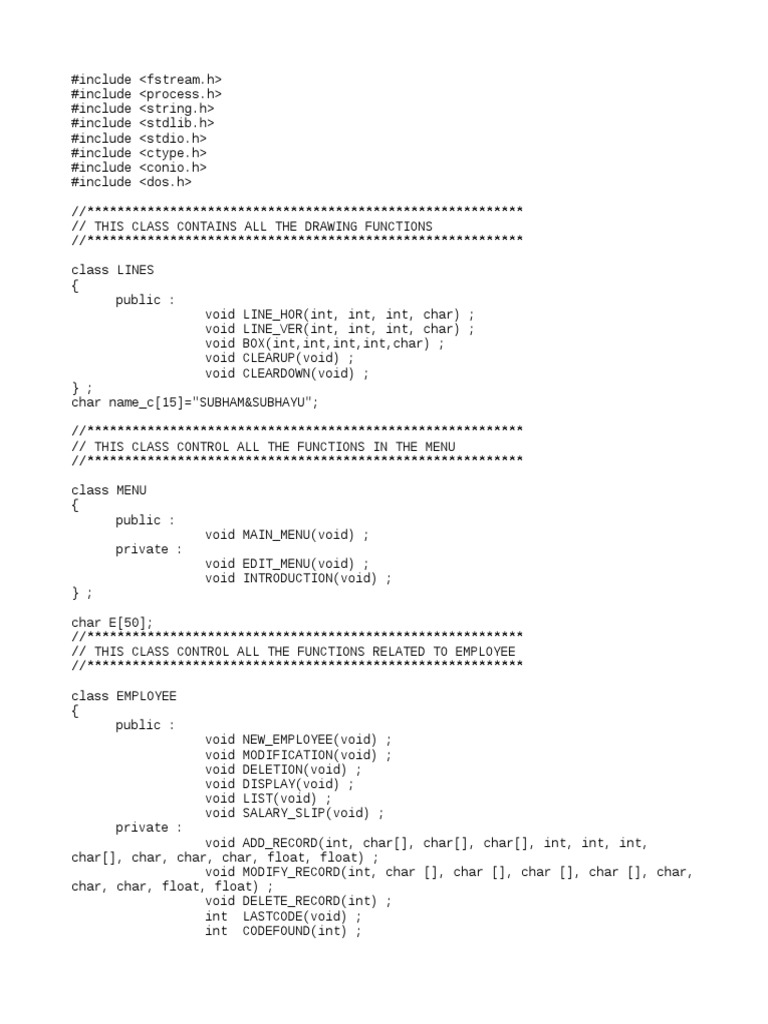 Employment Payroll System in C++ | PDF | Models Of Computation ...
